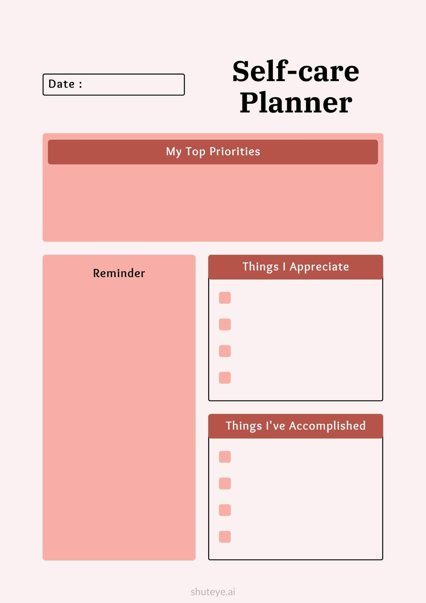 21 Free Printable Self Care Planner Templates For A Better You Shuteye