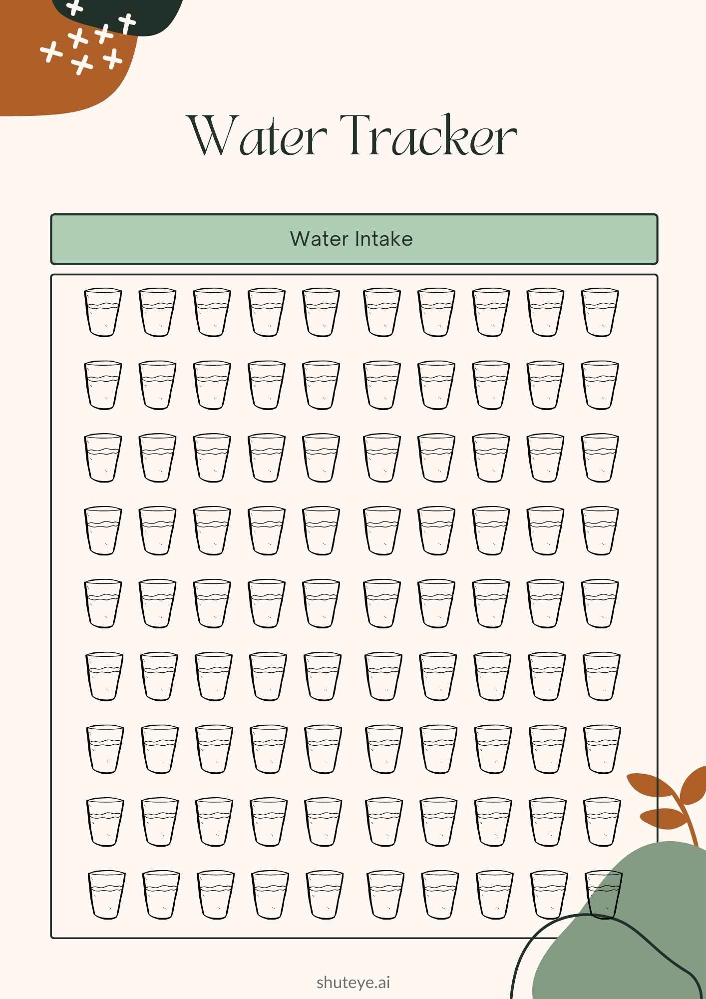 Free Printable Water Tracker Bullet Journal Ideas for Beginners - ShutEye